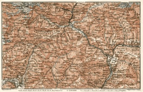 Sterzing, Bressanone (Brixen) and Merano (Meran) environs Map, 1906 by ...