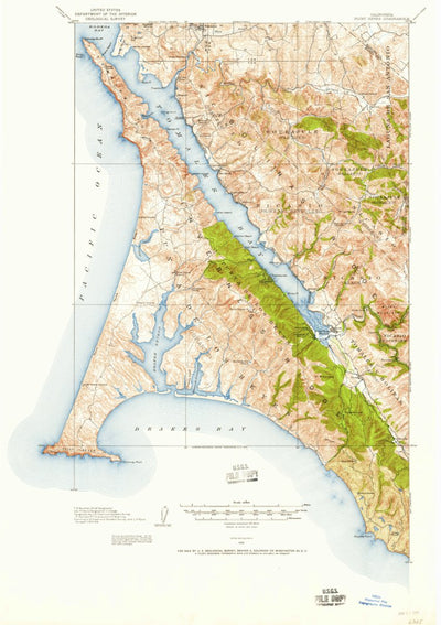 Point Reyes, CA (1916, 62500-Scale) Map by United States Geological ...