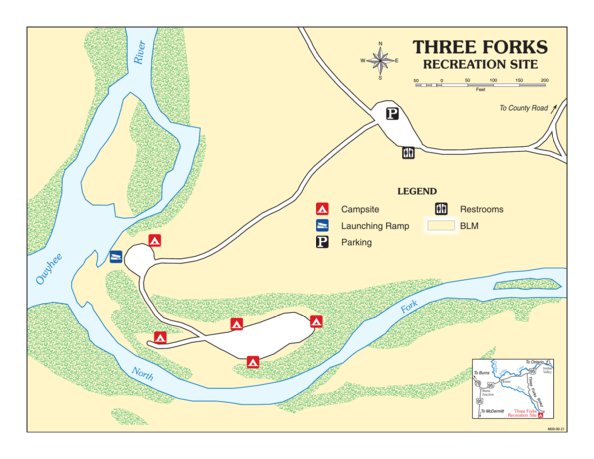 Three Forks Recreation Site Map by Bureau of Land Management - Oregon ...