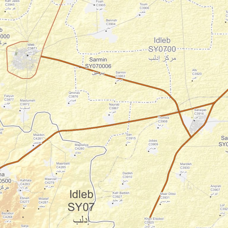 Idleb governorate reference Map by UN OCHA Regional office for the ...