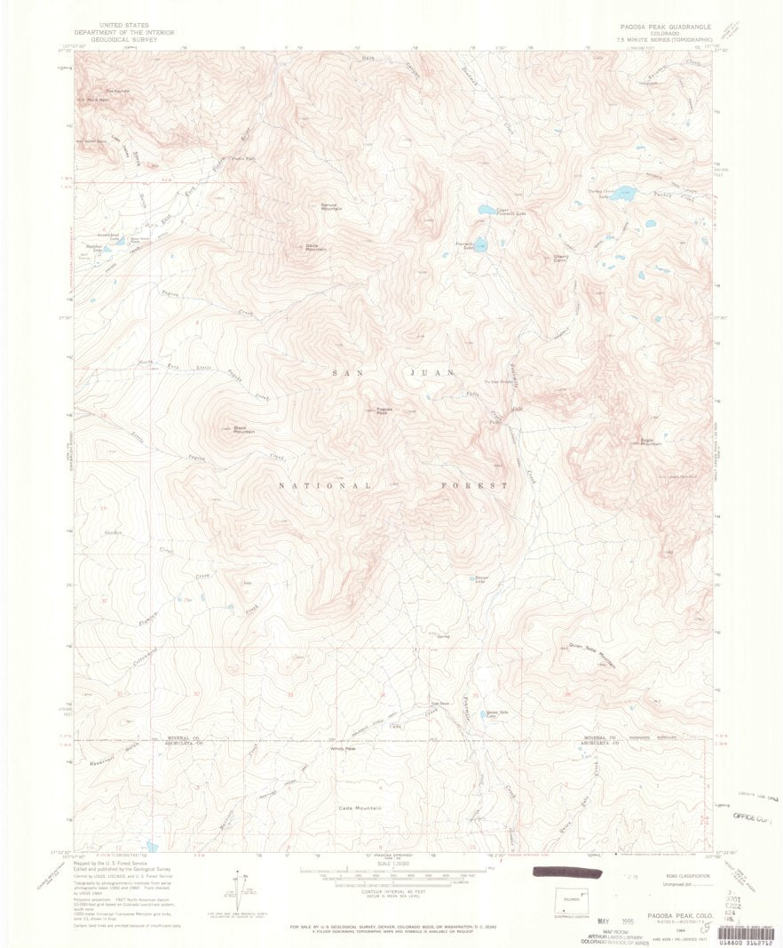 Pagosa Peak, CO (1964, 24000-Scale) Map by United States Geological ...