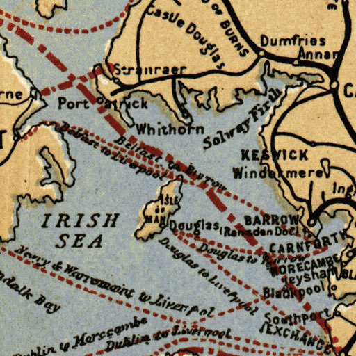 Map of the Water Connections to Great Britain from Continent, 1900 by ...