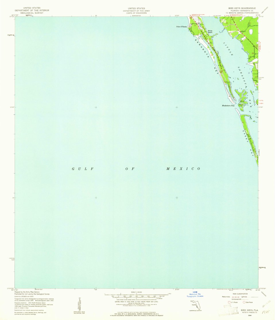 Bird Keys, FL (1944, 24000-Scale) Map by United States Geological ...