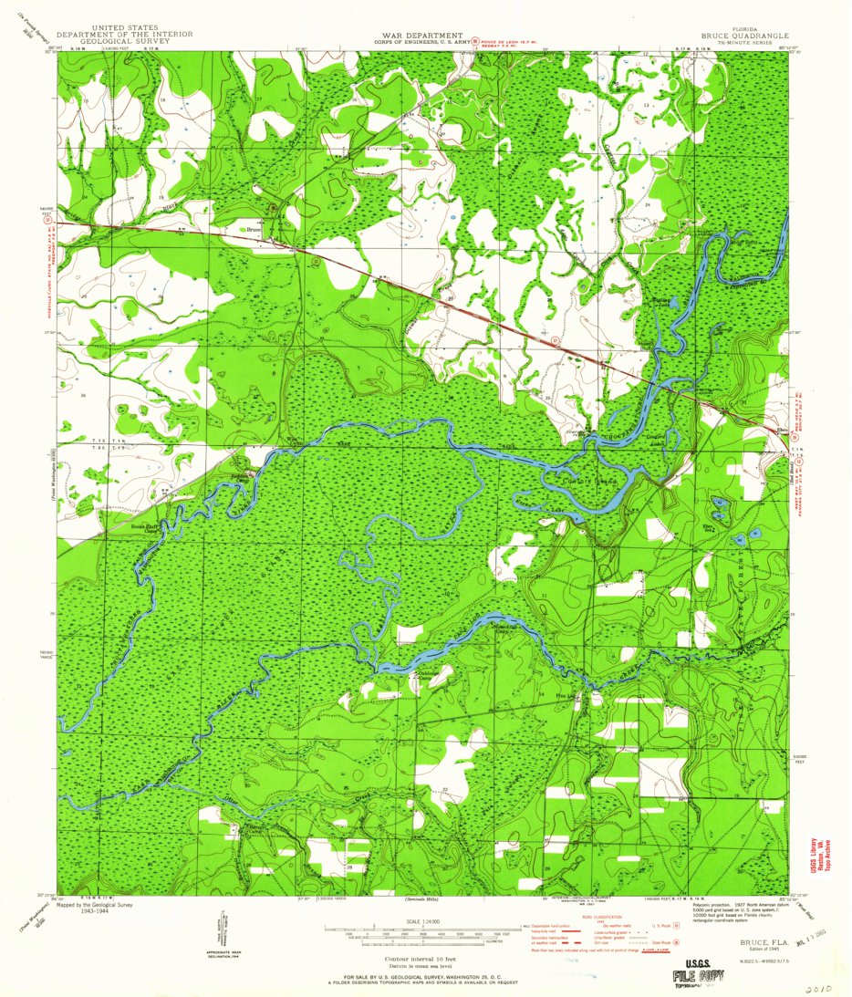 Bruce, FL (1945, 24000-Scale) Map by United States Geological Survey ...