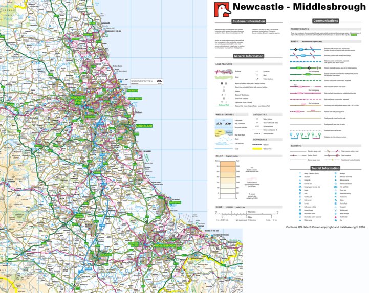 Newcastle-Middlesbrough Map by Red Geographics | Avenza Maps