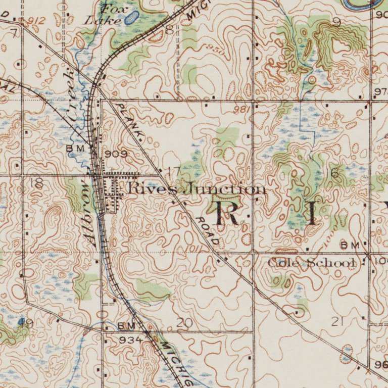 MI-RIVES JUNCTION: Authoritative US Topos Historic 1921 Map by Western ...