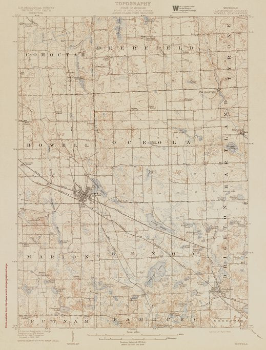 MI-HOWELL: Authoritative US Topos Historic 1909 Map by Western Michigan ...