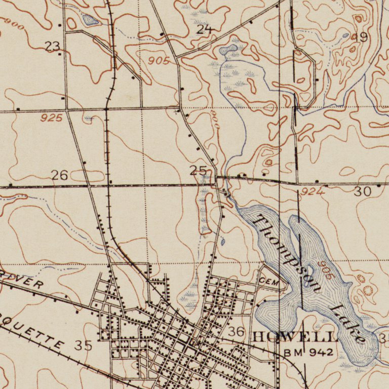 MI-HOWELL: Authoritative US Topos Historic 1909 Map by Western Michigan ...