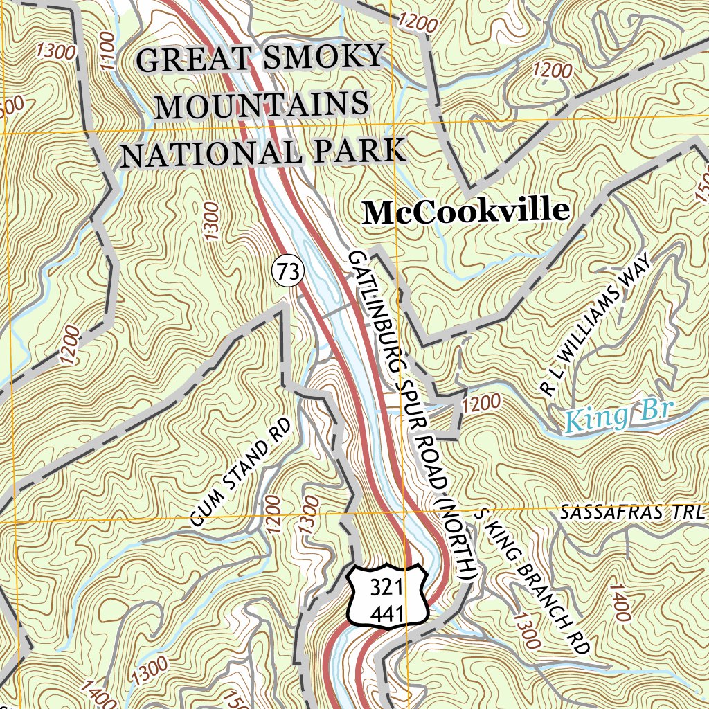 NPS/USGS 2016 Pigeon Forge Topographic Map by Great Smoky Mountains ...