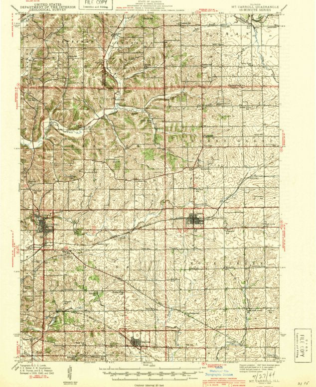 Mount Carroll, IL (1944, 62500-Scale) Map by United States Geological ...