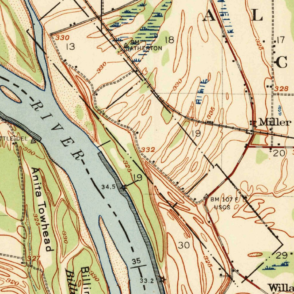 Thebes, IL-MO (1939, 62500-Scale) Map by United States Geological ...