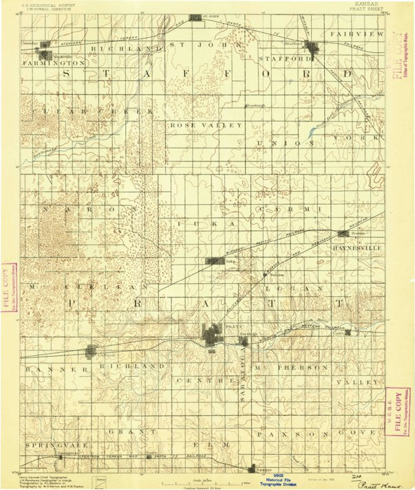 Pratt, KS (1892, 125000-Scale) Map by United States Geological Survey ...