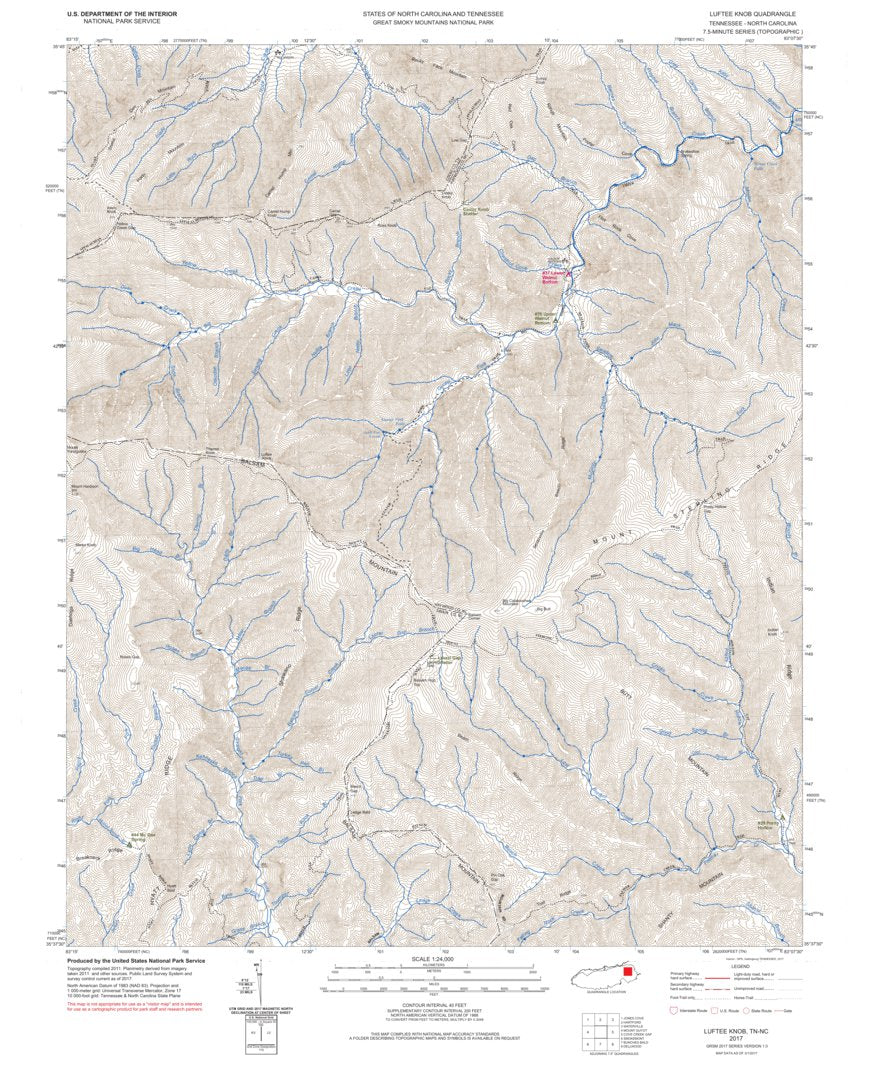 NPS Luftee Knob 2017 Map by Great Smoky Mountains National Park ...