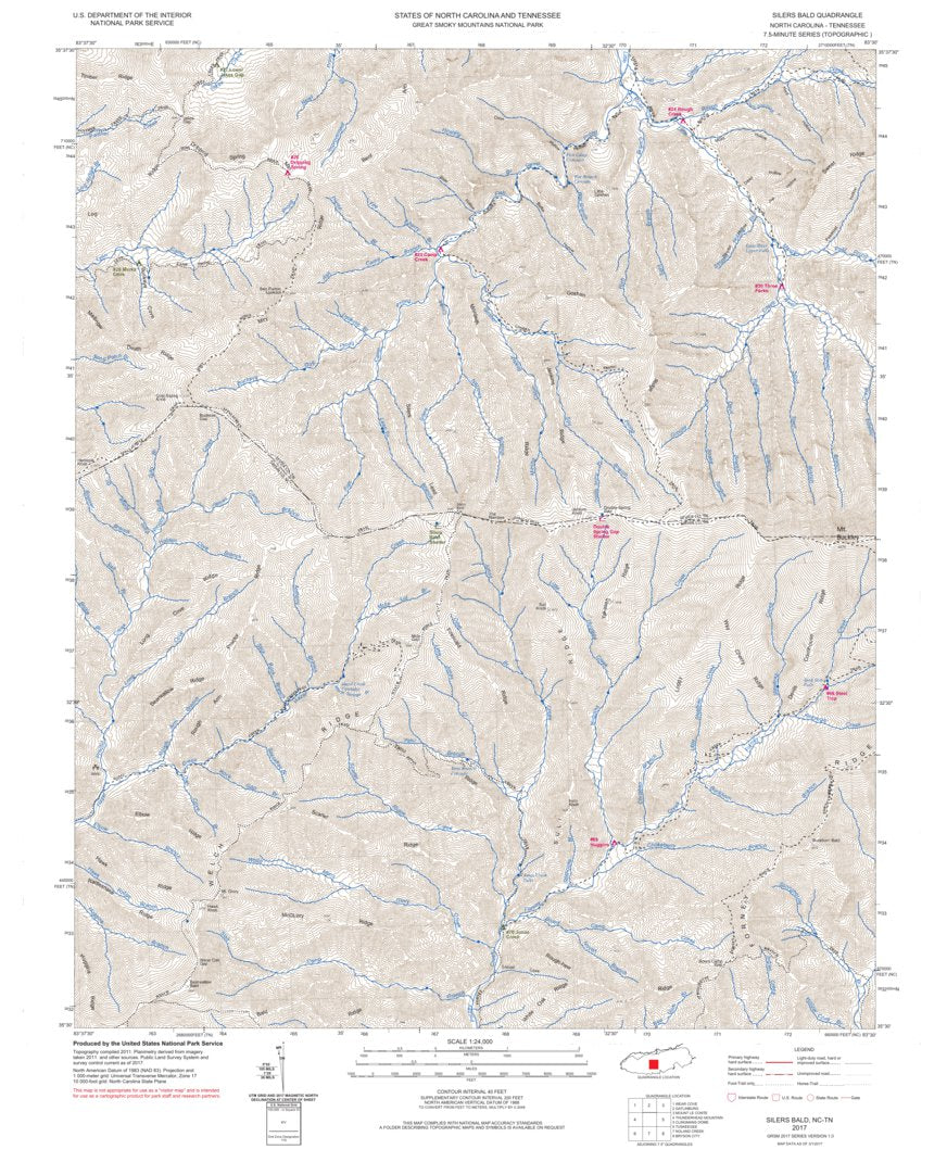 NPS Silers Bald 2017 Map by Great Smoky Mountains National Park ...