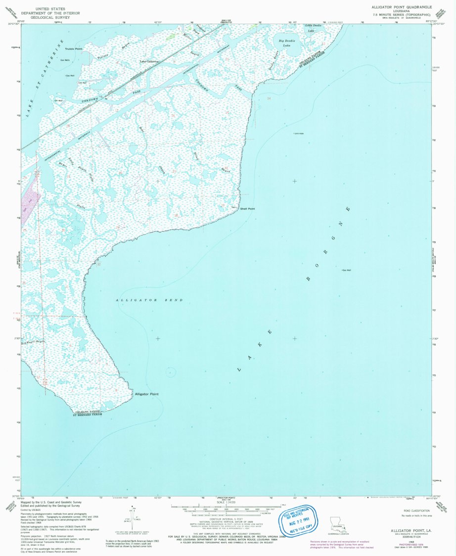 Alligator Point, LA (1968, 24000-Scale) Map by United States Geological ...