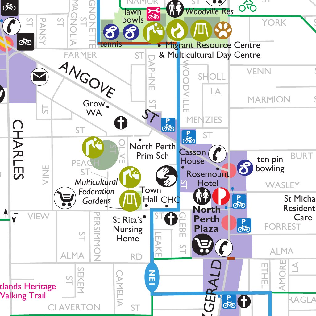 City of Vincent - Walking Cycling Map by Western Australia Department ...