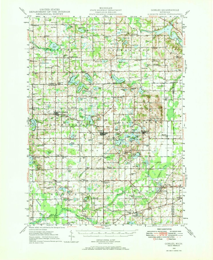Gobles, MI (1948, 62500-Scale) Map by United States Geological Survey ...
