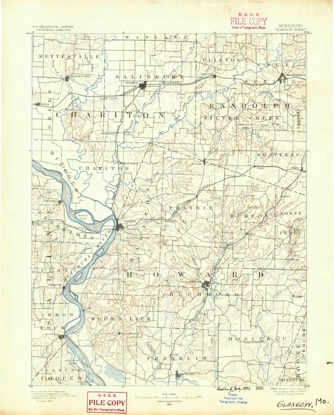 Glasgow, MO (1890, 125000-Scale) Map by United States Geological Survey ...