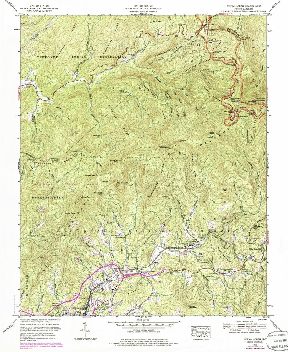 Sylva North, NC (1967, 24000-Scale) Map by United States Geological ...