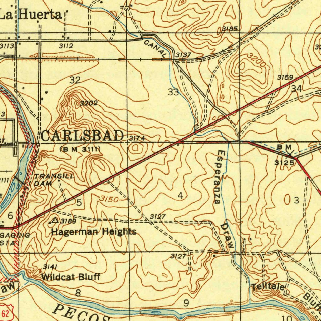 Carlsbad, NM (1943, 62500-Scale) Map by United States Geological Survey ...