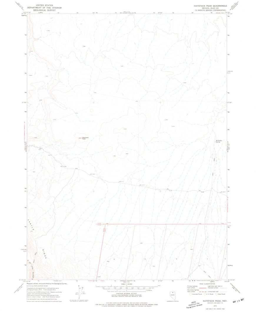 Haystack Peak, NV (1973, 24000-Scale) Map by United States Geological ...