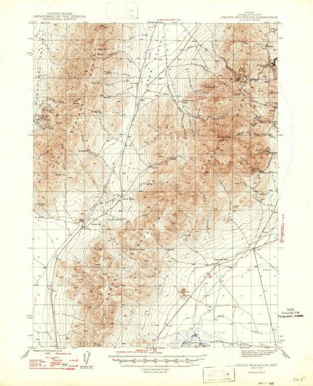 Osgood Mountains, NV (1947, 62500-Scale) Map by United States ...