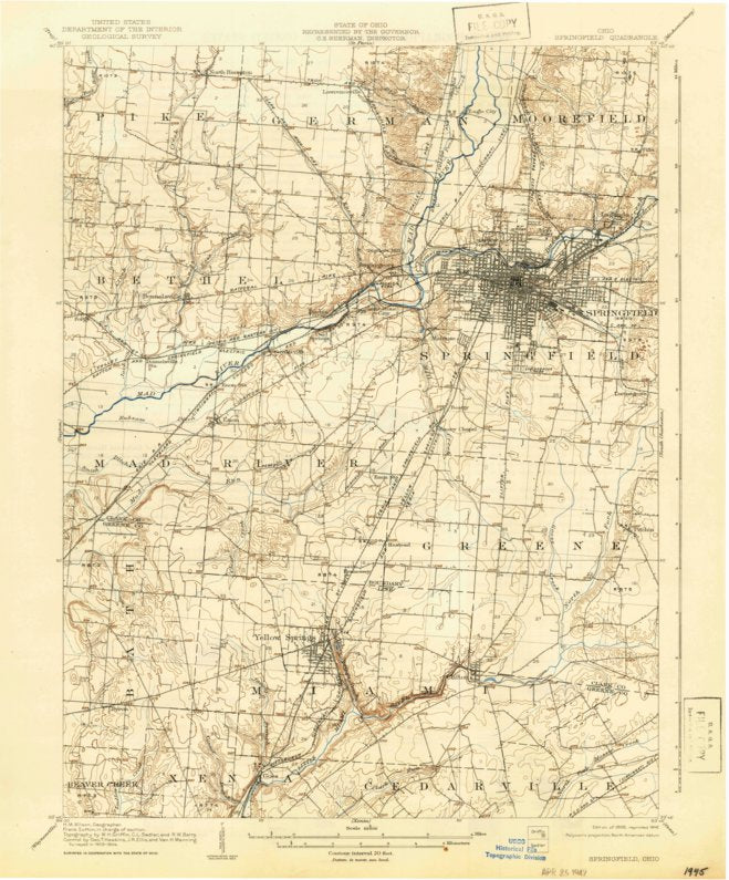 Springfield, OH (1906, 62500-Scale) Map by United States Geological ...