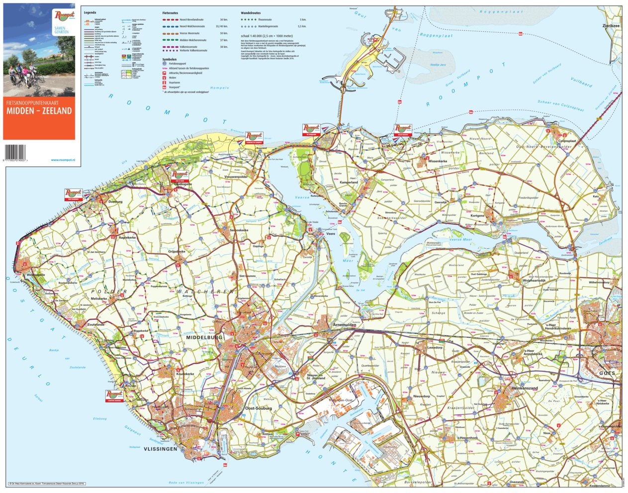 Roompot fietsknooppuntenkaart Midden-Zeeland-2017-geo Map by De Vries ...