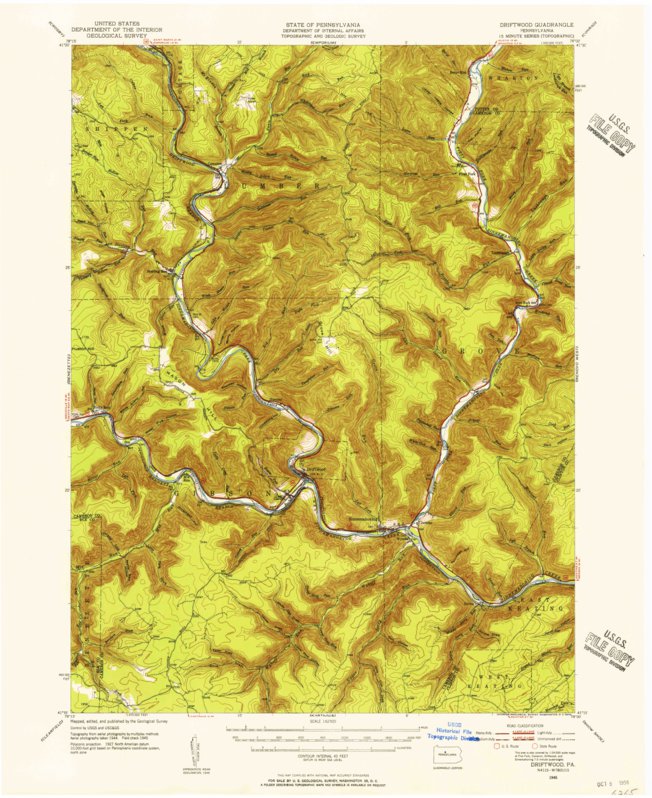 Driftwood, PA (1945, 62500-Scale) Map by United States Geological ...