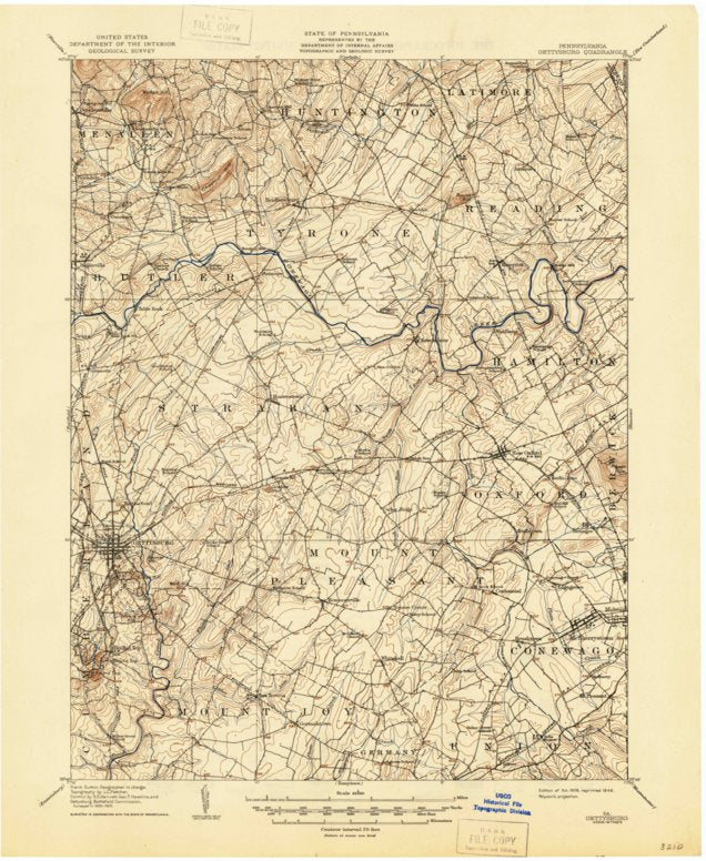 Gettysburg, PA (1908, 62500-Scale) Map by United States Geological ...