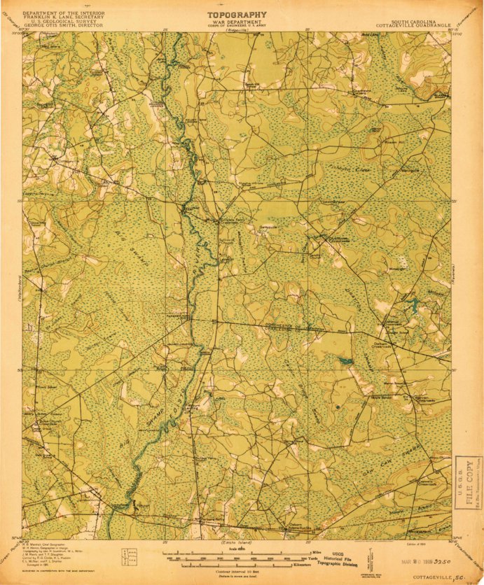 Cottageville, SC (1918, 62500-Scale) Map by United States Geological ...