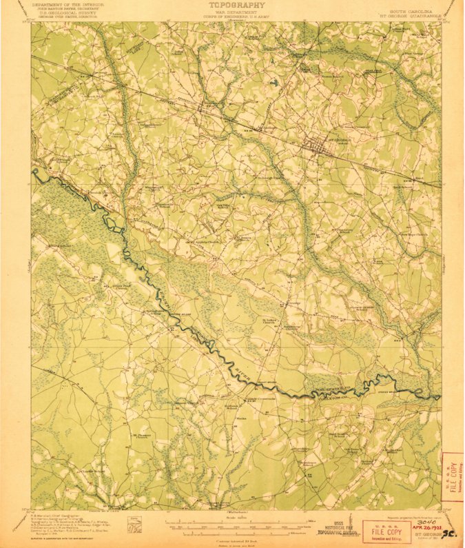 Saint George, SC (1921, 62500-Scale) Map by United States Geological ...