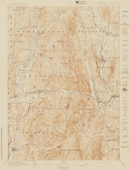 VT-NY-CASTLETON: Authoritative US Topos Historic 1897 Map by Western ...