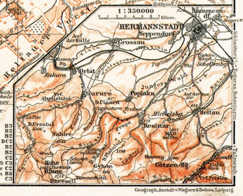 Hermannstadt (Sibiu) environs, 1911 Map by Waldin | Avenza Maps