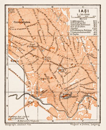 Iaşi town plan, 1914 Map by Waldin | Avenza Maps
