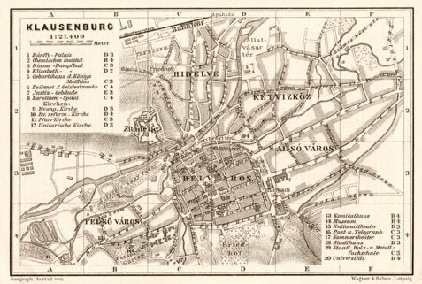 Klausenburg (Cluj-Napoca) city Map, 1913 by Waldin | Avenza Maps