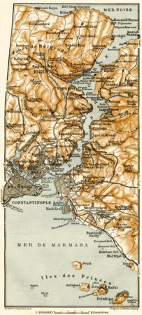 Constantionople (قسطنطينيه, İstanbul) and the Bosphorus Map, 1905 by ...