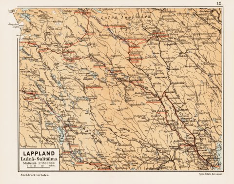 Lappland Map. Luleå - Sulitälma, 1899 by Waldin | Avenza Maps