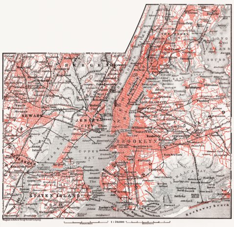 Map of the environs of New York, 1907 by Waldin | Avenza Maps