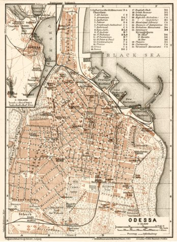 Odessa (Одесса, Odesa) city Map, 1914 (1:33,000 scale) by Waldin ...
