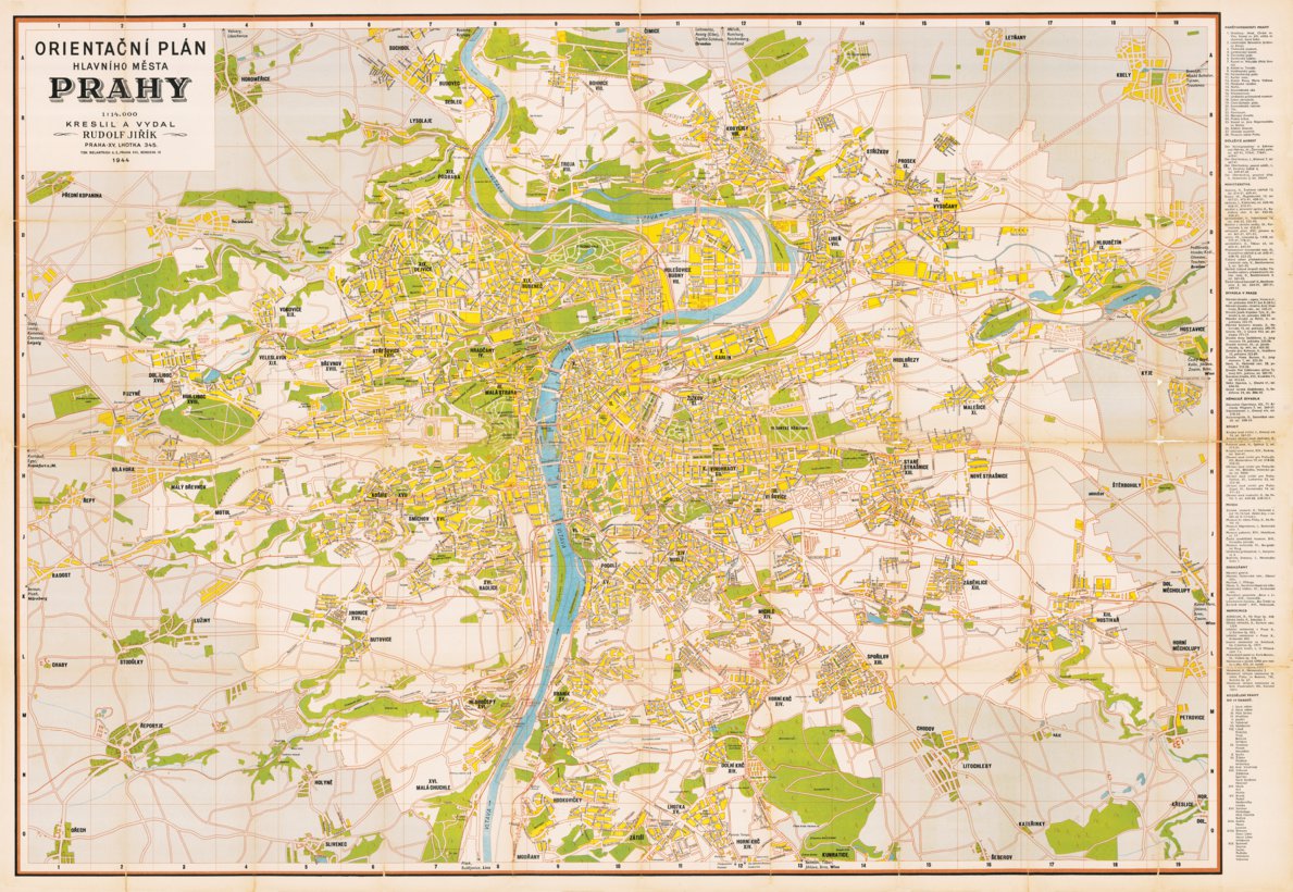 Prague (Praha) city Map, 1944 by Waldin | Avenza Maps