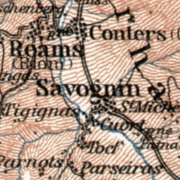 Thusis and Tiefenkastel environs Map, 1909 by Waldin | Avenza Maps