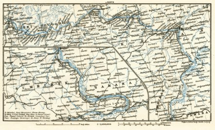 Volga River from Nizhny Novgorod to Simbirsk Map, 1914 by Waldin ...