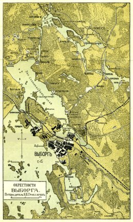 Vyborg (Выборгъ, Viipuri, Wiborg) and nearer environs Map, 1889 by ...