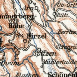 Lakes of Zurich and Zug district Map, 1909 by Waldin | Avenza Maps