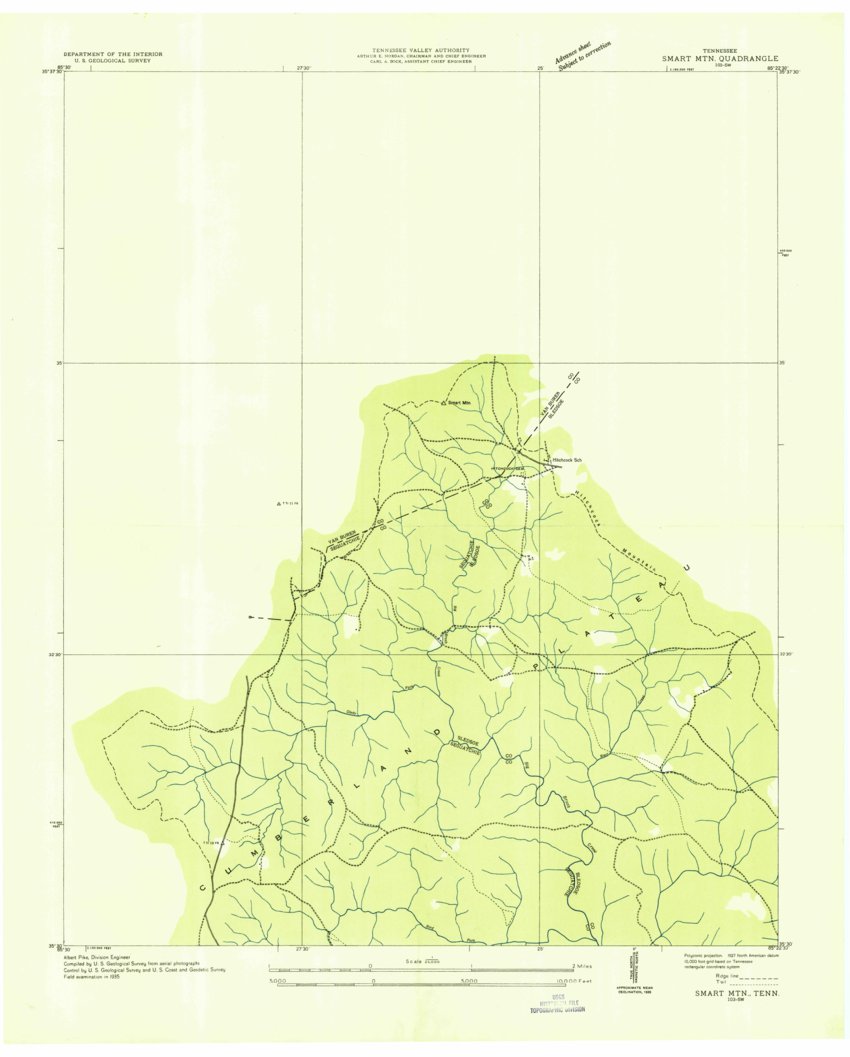 Smartt Mountain, TN (1935, 24000-Scale) Map by United States Geological ...