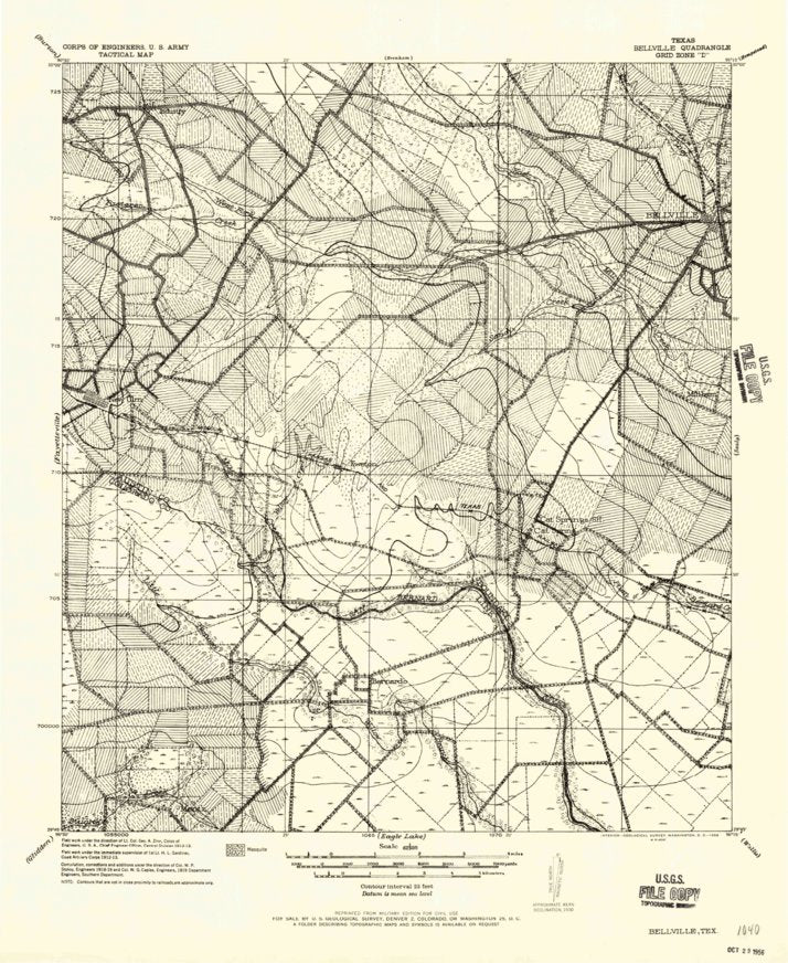 Bellville, TX (1956, 62500-Scale) Map by United States Geological ...