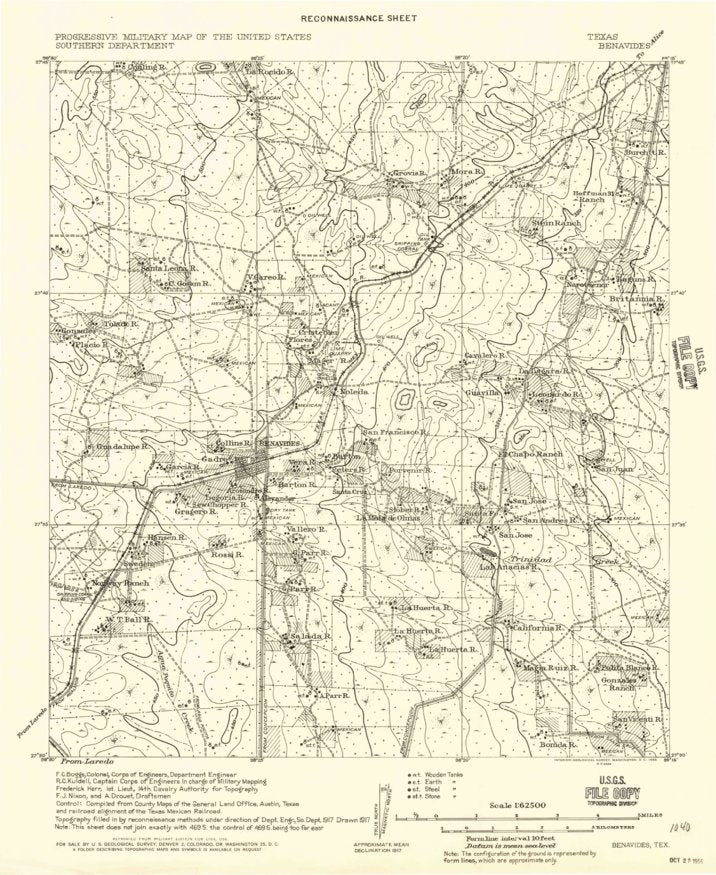 Benavides, TX (1956, 62500-Scale) Map by United States Geological ...