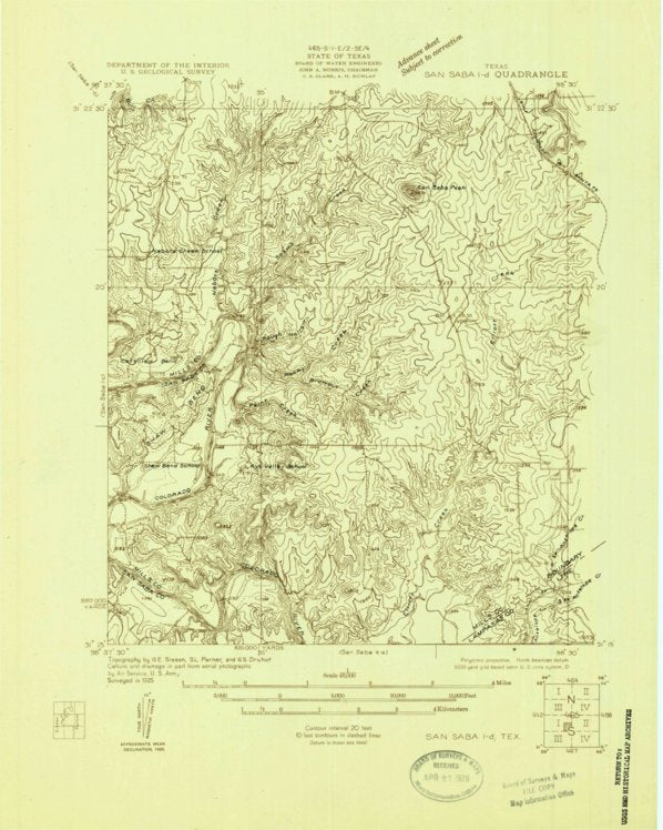 San Saba Peak, TX (1925, 48000-Scale) Map by United States Geological ...