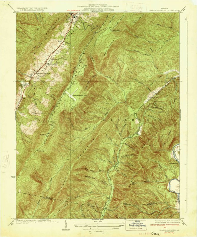 Healing Springs, VA (1933, 31680-Scale) Map by United States Geological ...